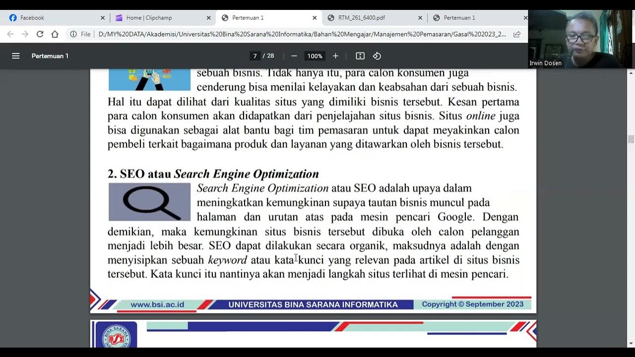 Pertemuan Keempat Mata Kuliah Manajemen Pemasaran Kelas 64.3A.06 dan 64 ...