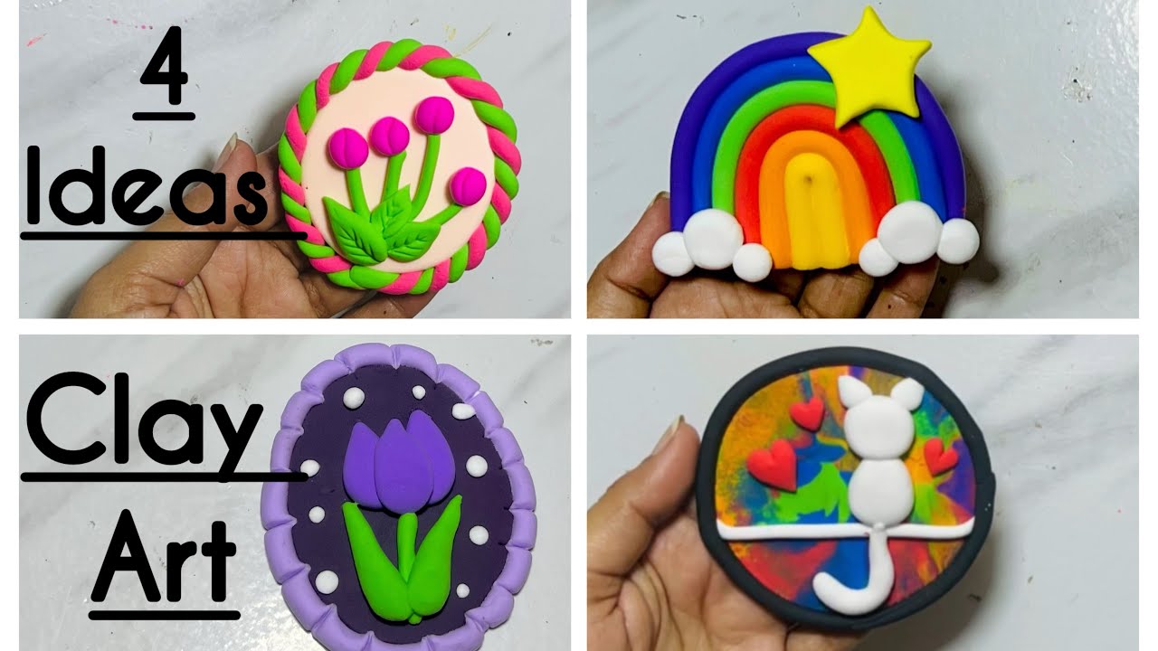 4 Ideas | Clay Art Cute | Clay Modeling for kids |. Crafty art🌈 - YouTube