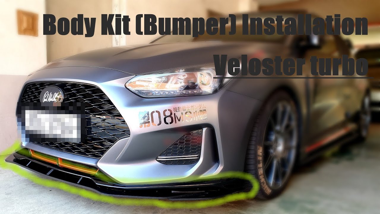 Front bumper lip body kit installation for veloster 범퍼에 바디킷 장착하기! - YouTube