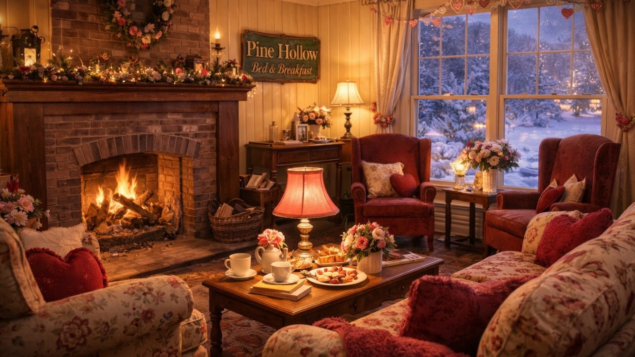 Valentine’s Ambiance — A Fireside Evening in Winter | 1930s–1940s Love ...