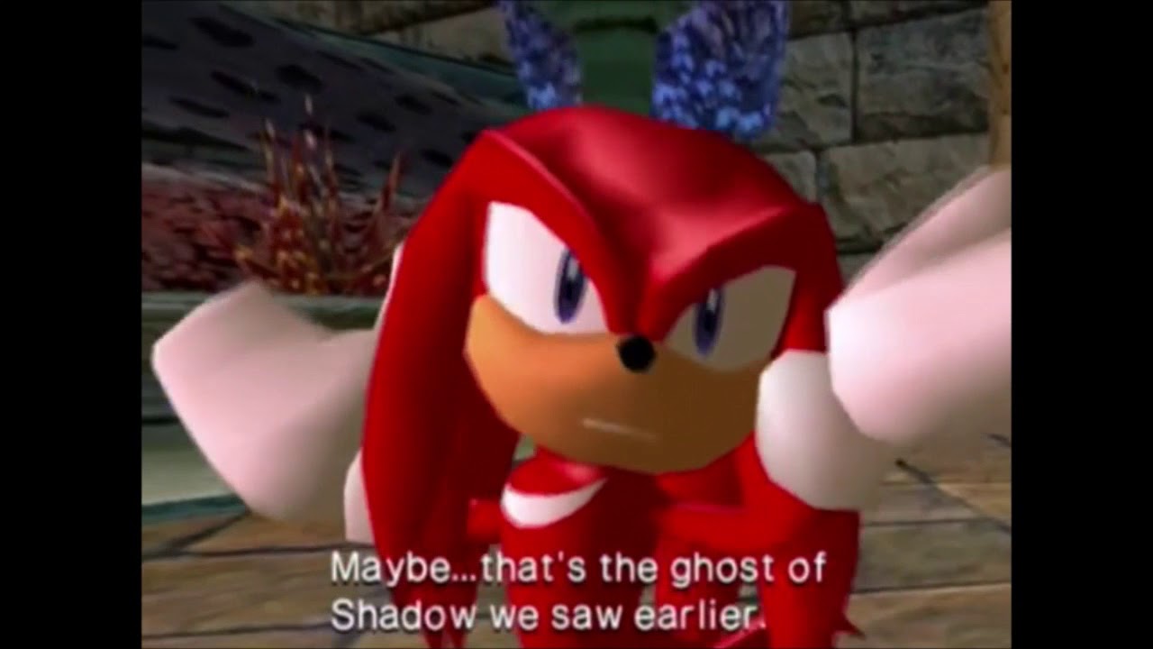 Knuckles saying "Maybe... that's the ghost of Shadow we earlier." For ...