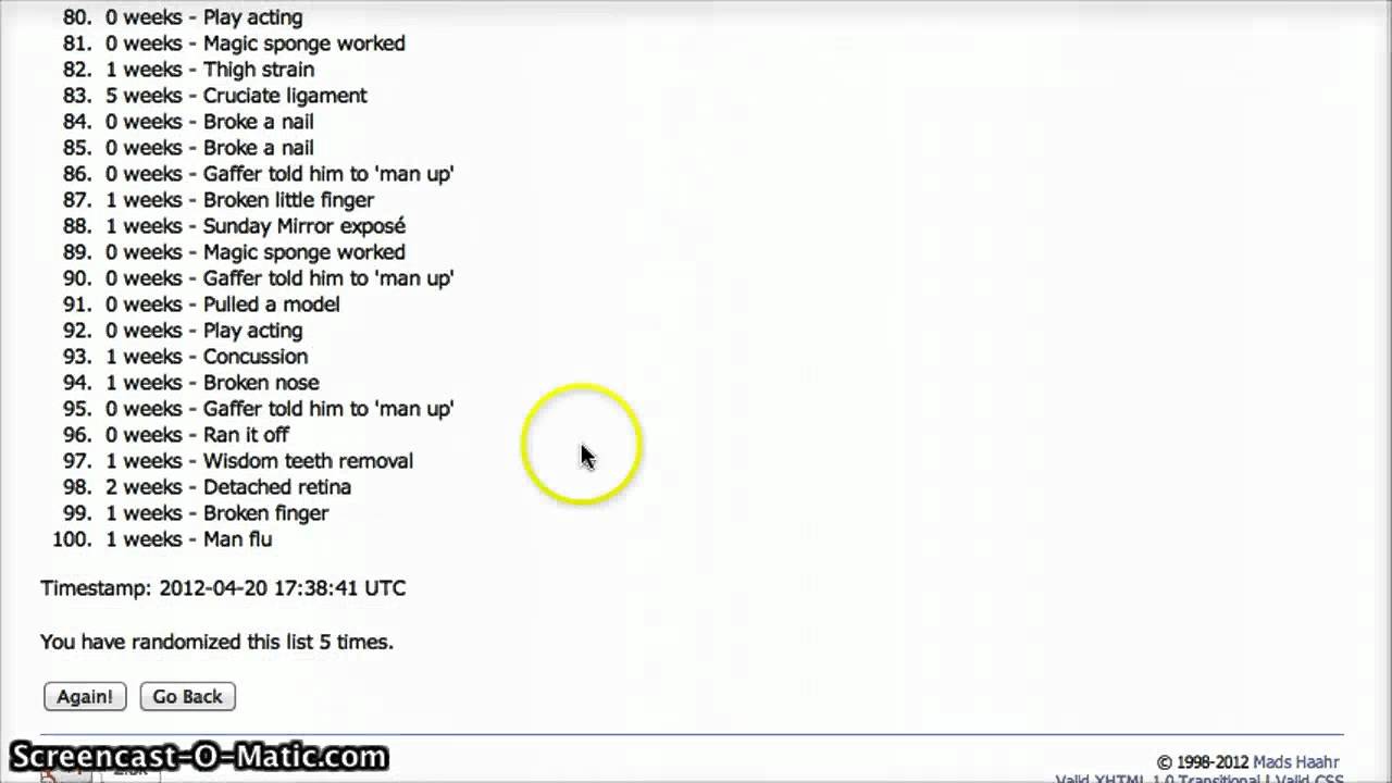 BAP Injury Draw - S17 W1 - YouTube