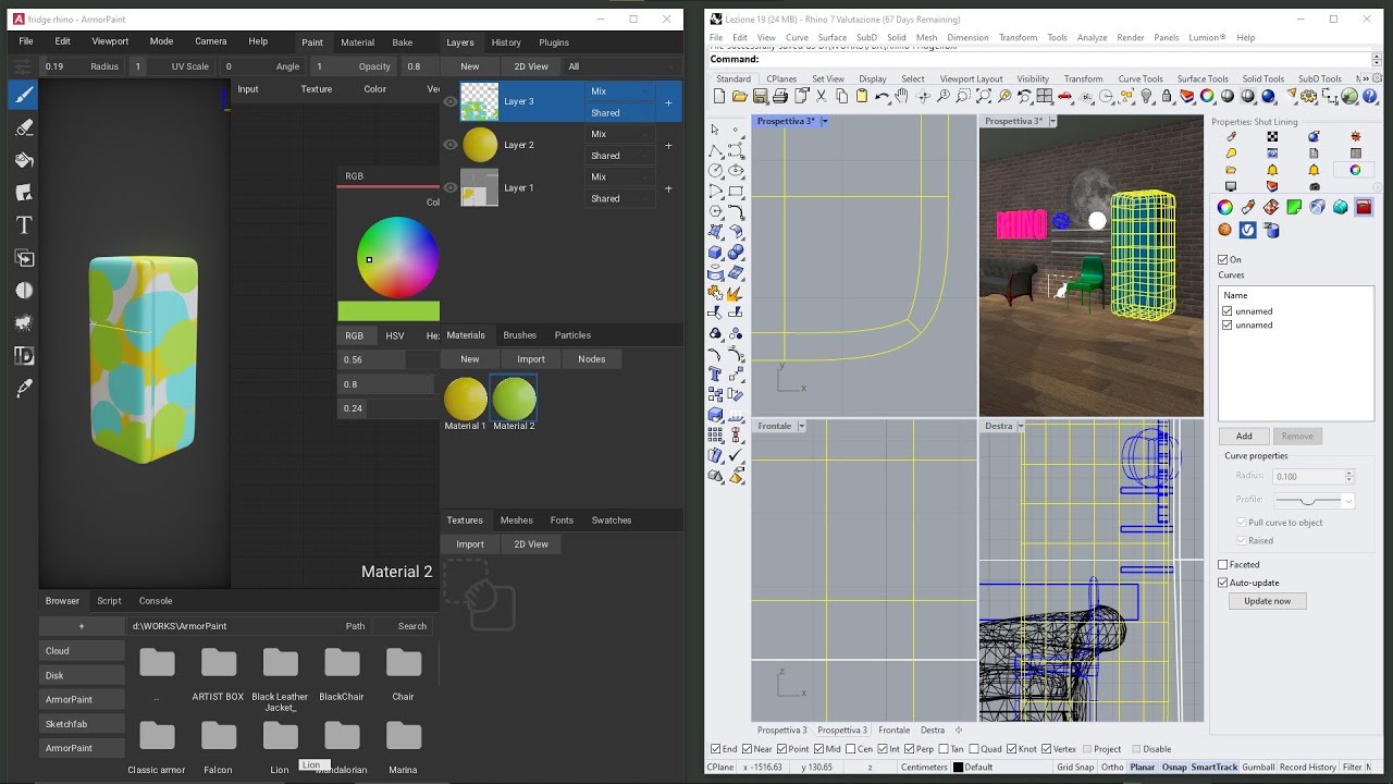 Videoguida - Esporta da Rhino Importa in Armorpaint, Nurbs, SubD, Mesh ...