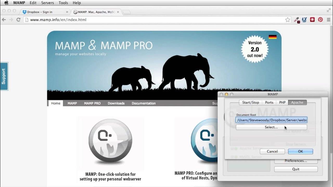 How to sync Localhost development across multipul machines using MAMP and Dropbox - YouTube