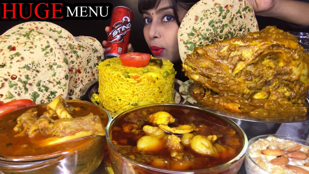 EATING MUTTON PAYA, MUTTON HEAD CURRY, MUTTON FAT CURRY, VEG PULAV ...