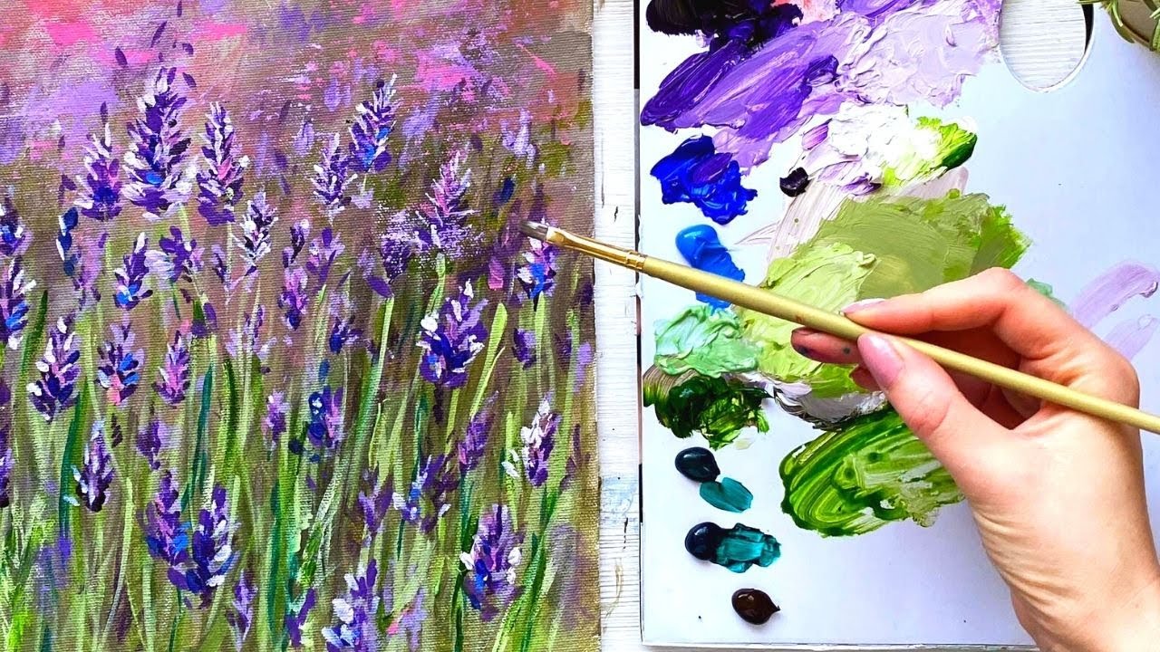 How to Paint Lavender in Acrylic - YouTube