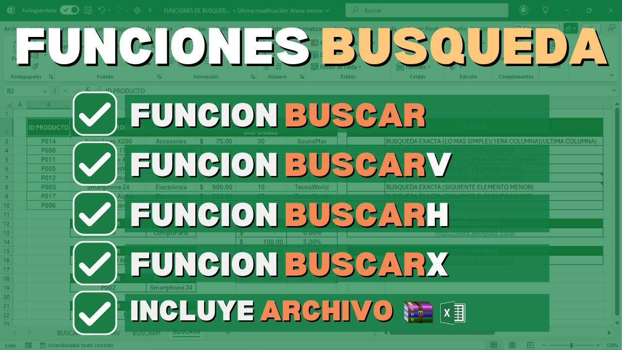 Cómo usar Las FUNCIONES de BUSQUEDA en Excel | Buscar | BuscarV ...