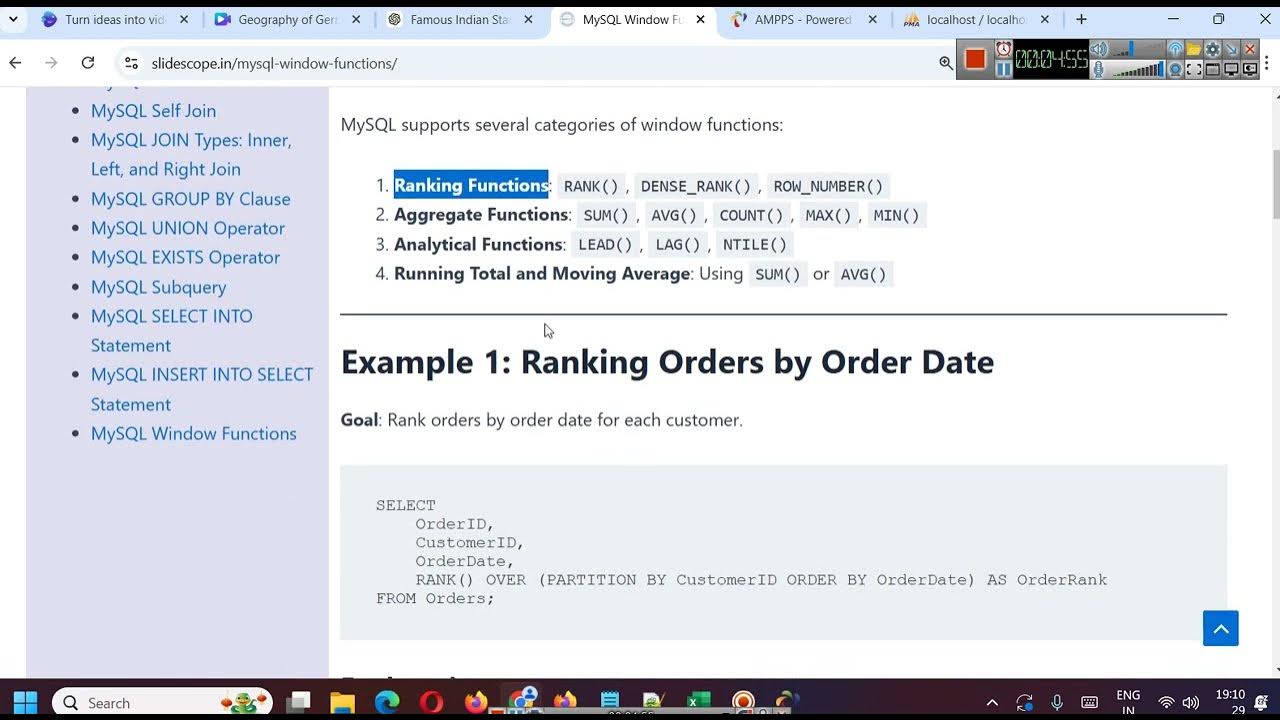 MySQL WIndow Functions for Data Analysis Part 1 - YouTube