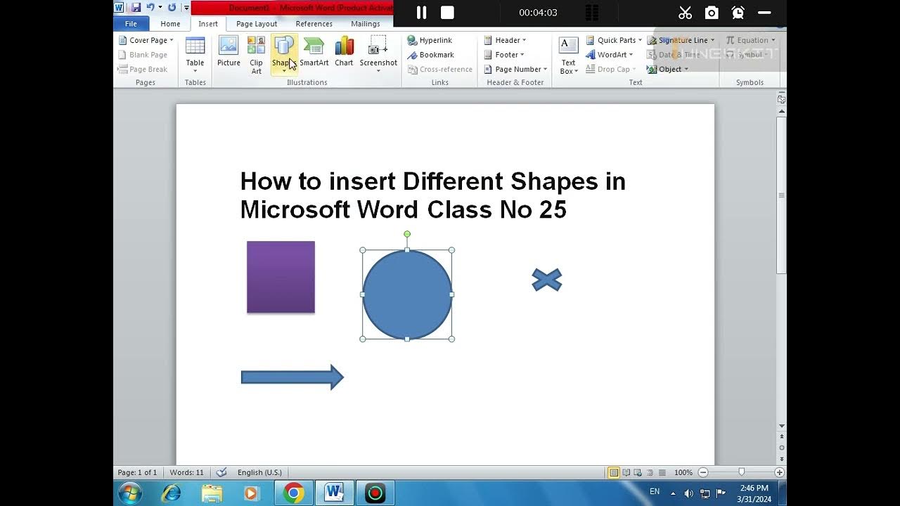 The How to insert Different Shapes in Microsoft Word Class No 25 Guide ...
