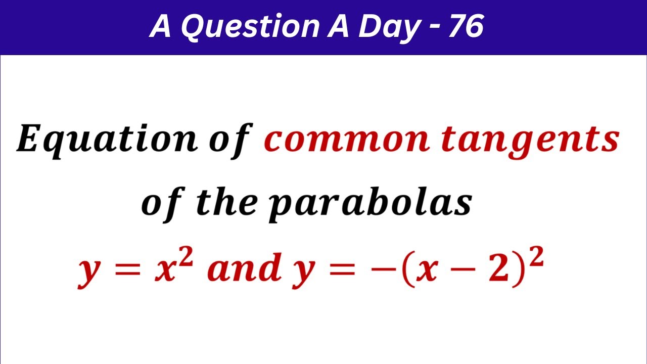 A Question A Day - 76 | Parabola | Jee Main | Jee Advanced | MT Maths ...