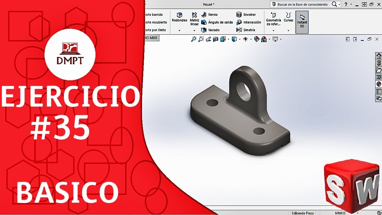 Ejercicio #35 en SOLIDWORKS nivel basico 🔧tope de alimentacion /Exercise #35 SOLIDWORKS basic ...