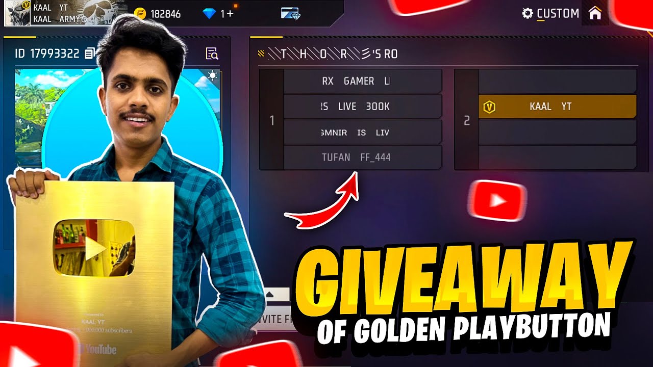 Goldan play bottun Giveaway || custom challenge|| MR KAAL - YouTube