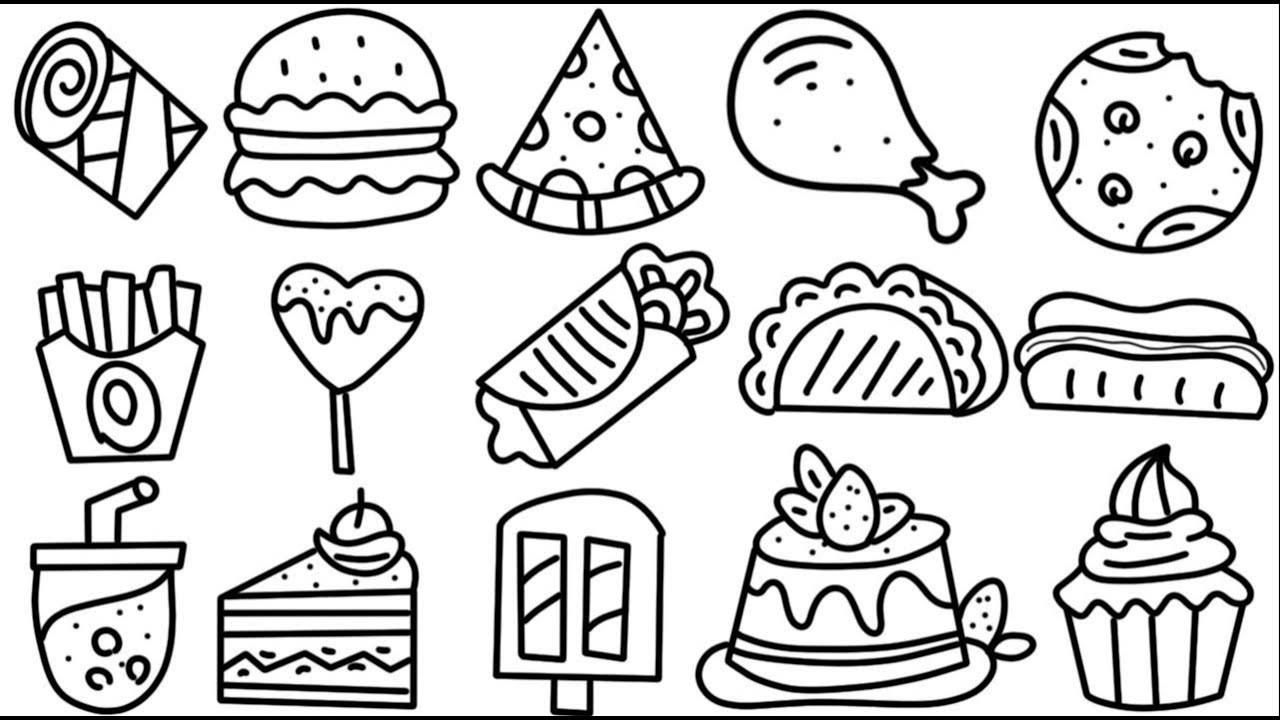 How to draw a food easy | candy,cake,lollipop,ice cream,donuts |Easy ...
