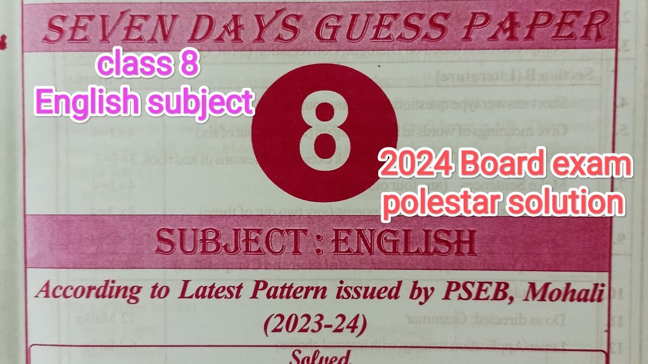 #Clsss 8 new polestar 2024 l English subject l #polestar English class ...