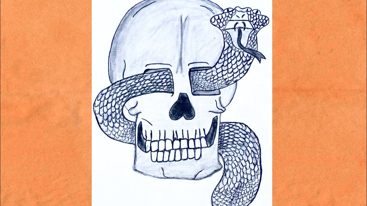 How to draw Horror Snake Skeleton🦴Horror Drawing|Step by step tutorial ...