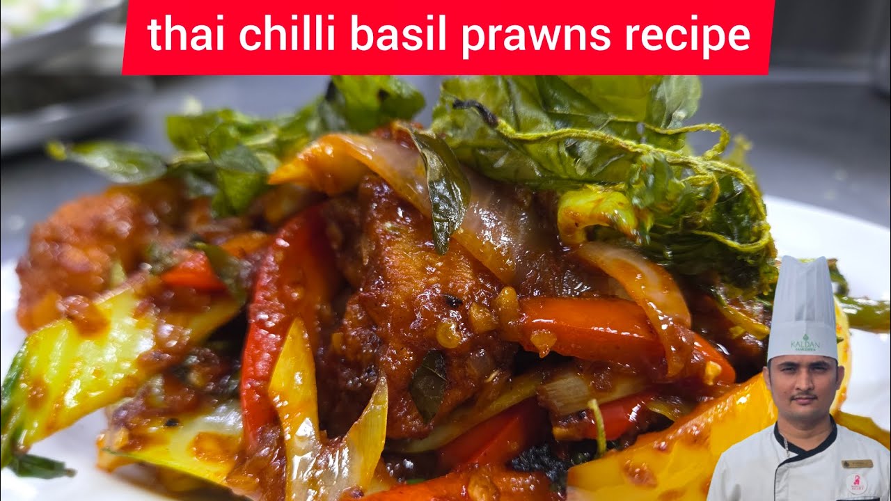 thai chilli basil prawns recipe || தாய் மிளகாய் துளசி இறால் செய்முறை ...