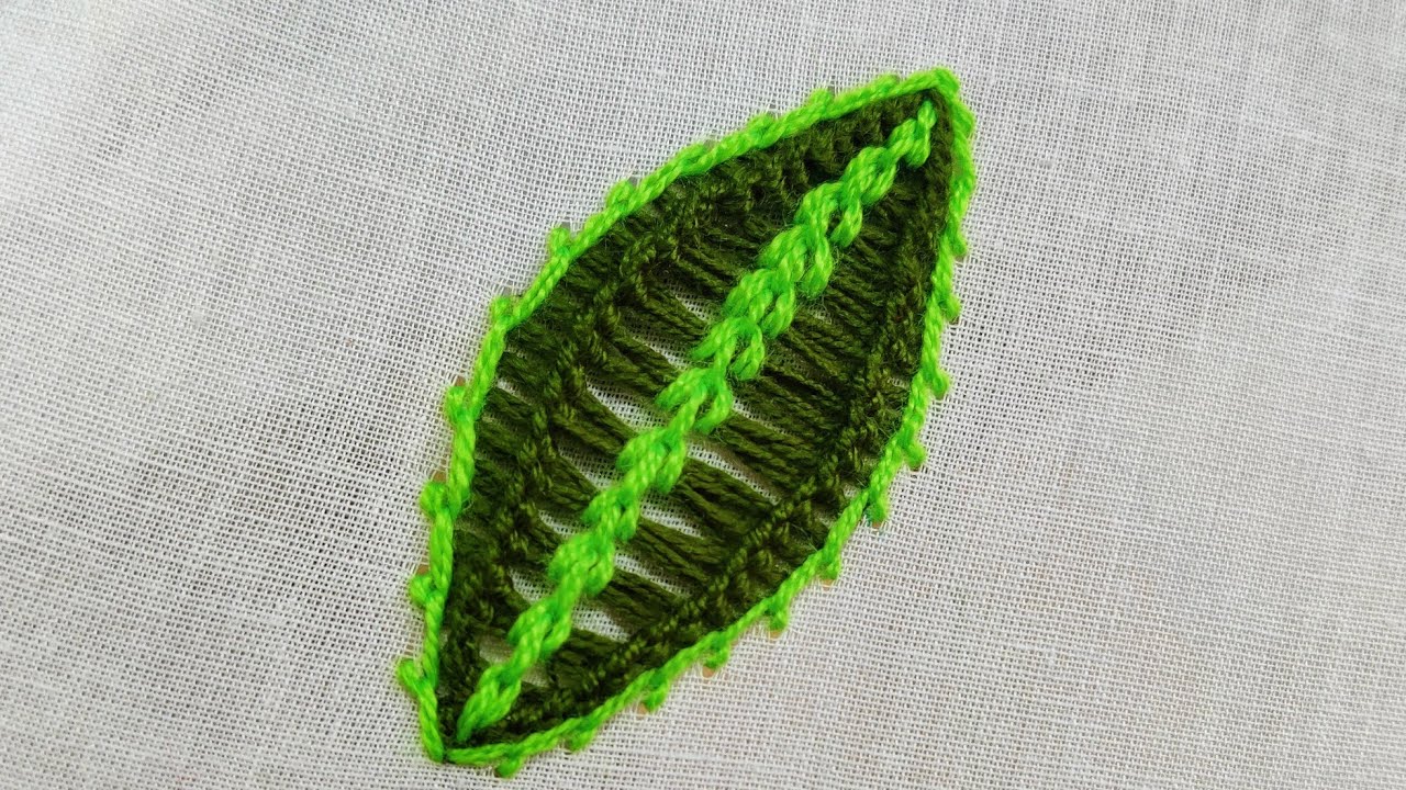 Super Creative Designer Leaf Stitch Embroidery Tutorial, Easy Leaf Embroidery For Beginner - YouTube