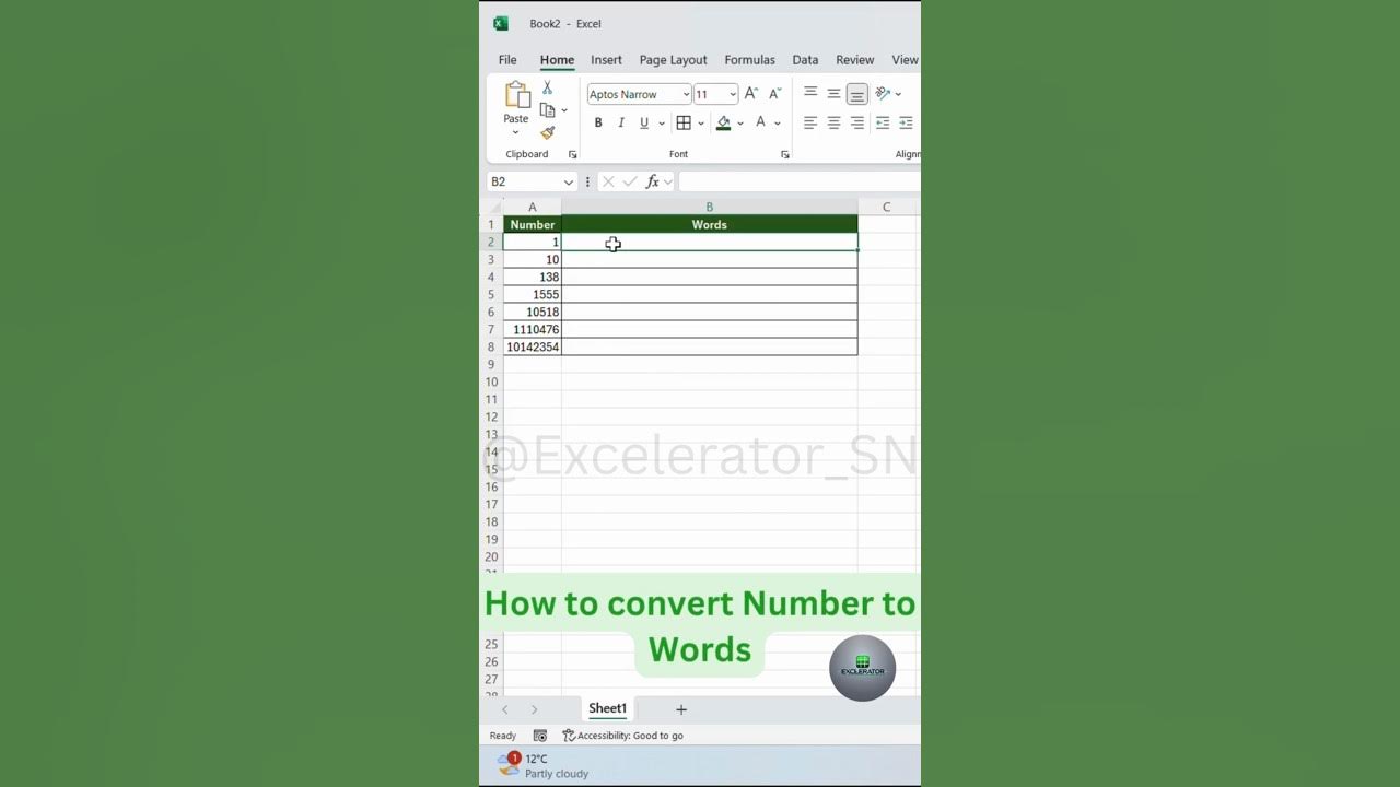 Convert Number to Words @EXCELERATOR_SN #excel #exceltip #exceltutorial #exceltricks #short # ...
