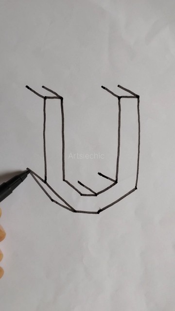 how to draw 3D letter U #3d #3dart #3ddrawing #drawing #draw #easy #art ...