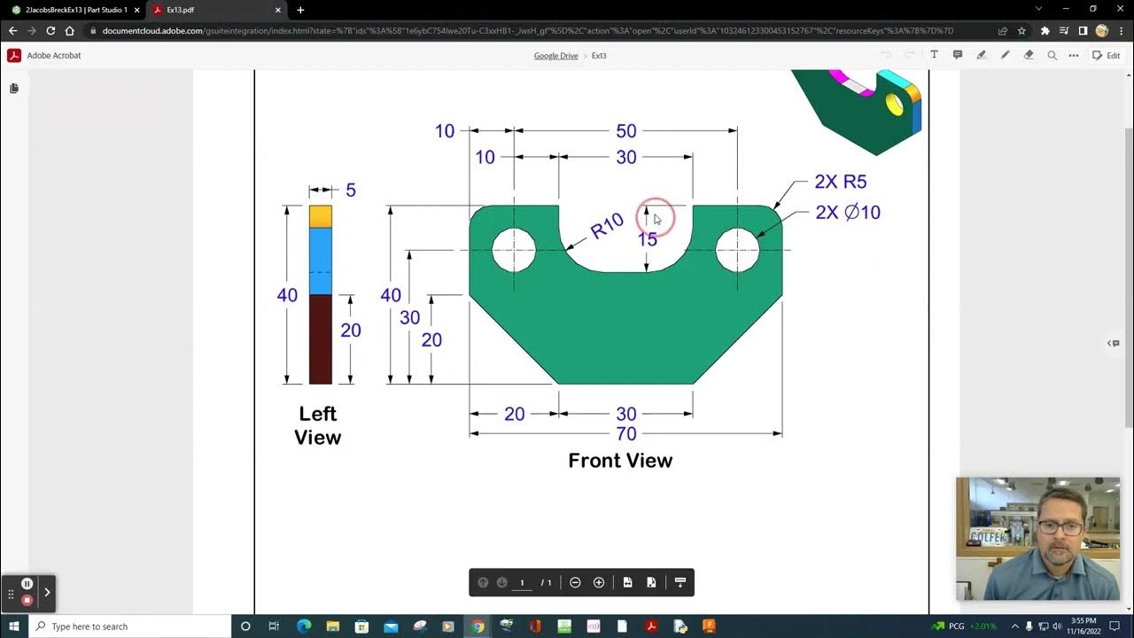 Onshape 3D Model Using Fillet Sketch Tool Ex 13 - YouTube