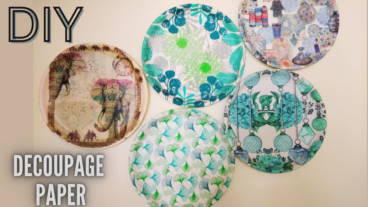 How to decorate old plate | Decoupage paper decor DIY | Recycle Old ...