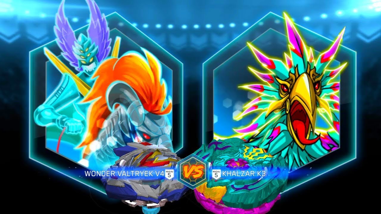 VALTRYEK V4 VS KHALZAR K3 BEYBLADE BURST APP - YouTube