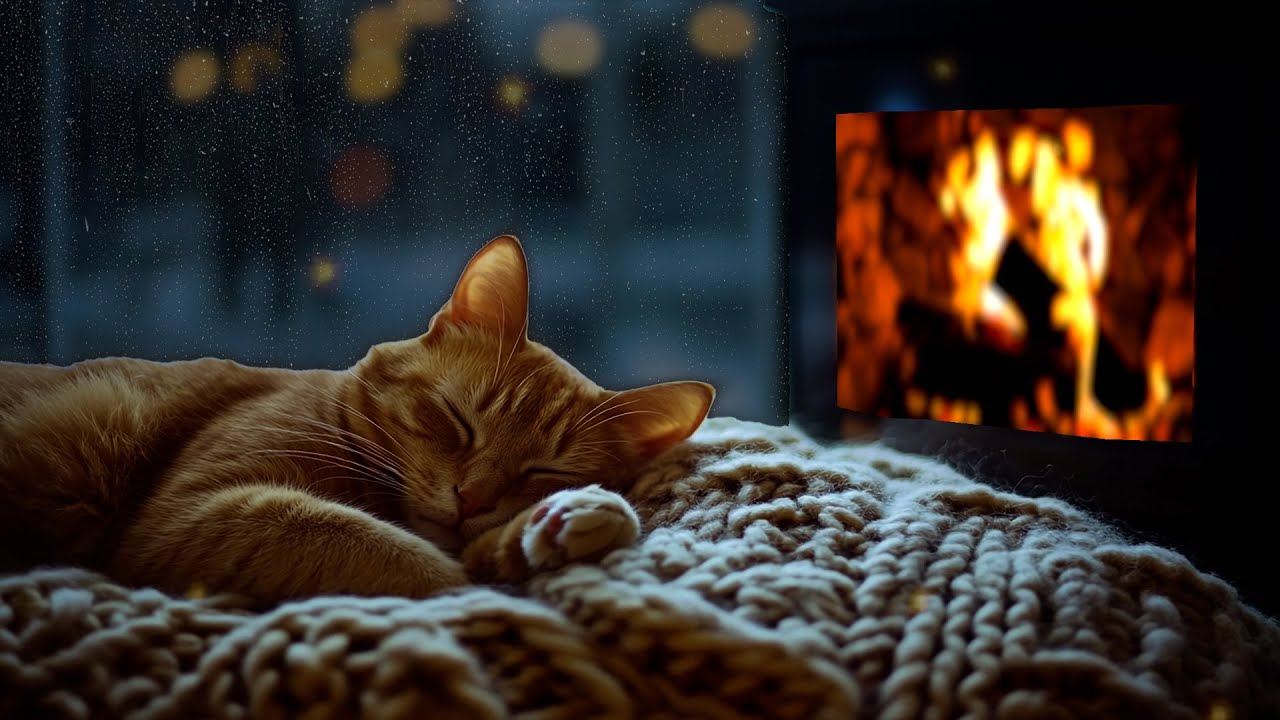 3 Hours of Peaceful Piano, Rain, and a Cat Sleeping by the Fire | Ideal ...