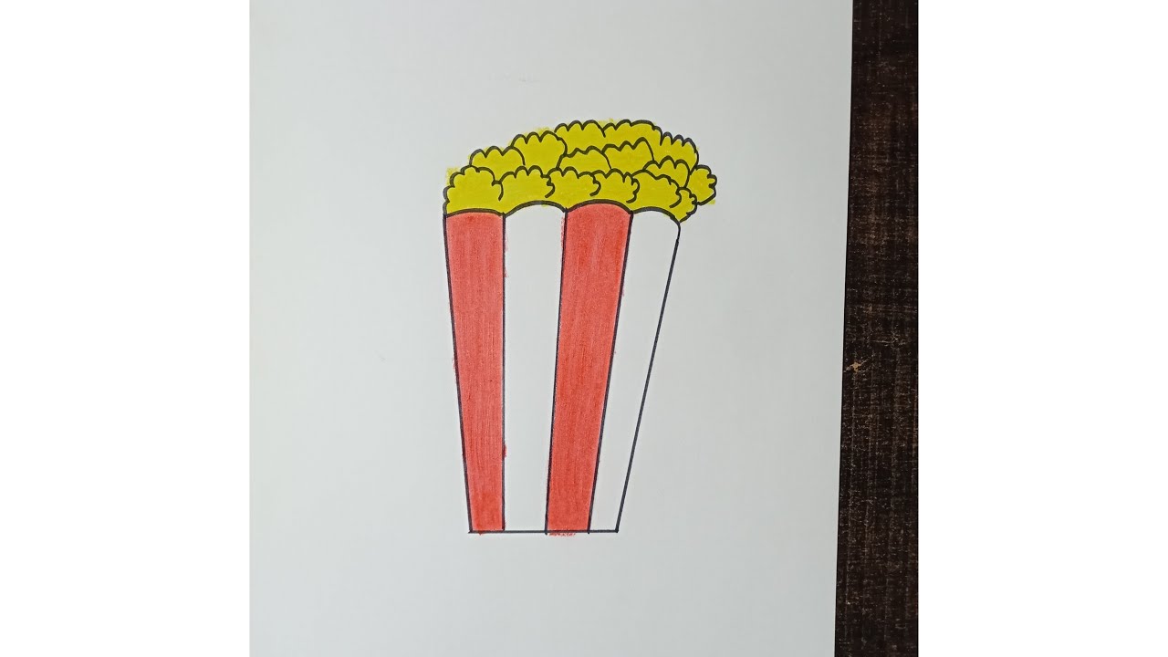 How to draw popcorn bucket drawing | easy drawing | step by step ...