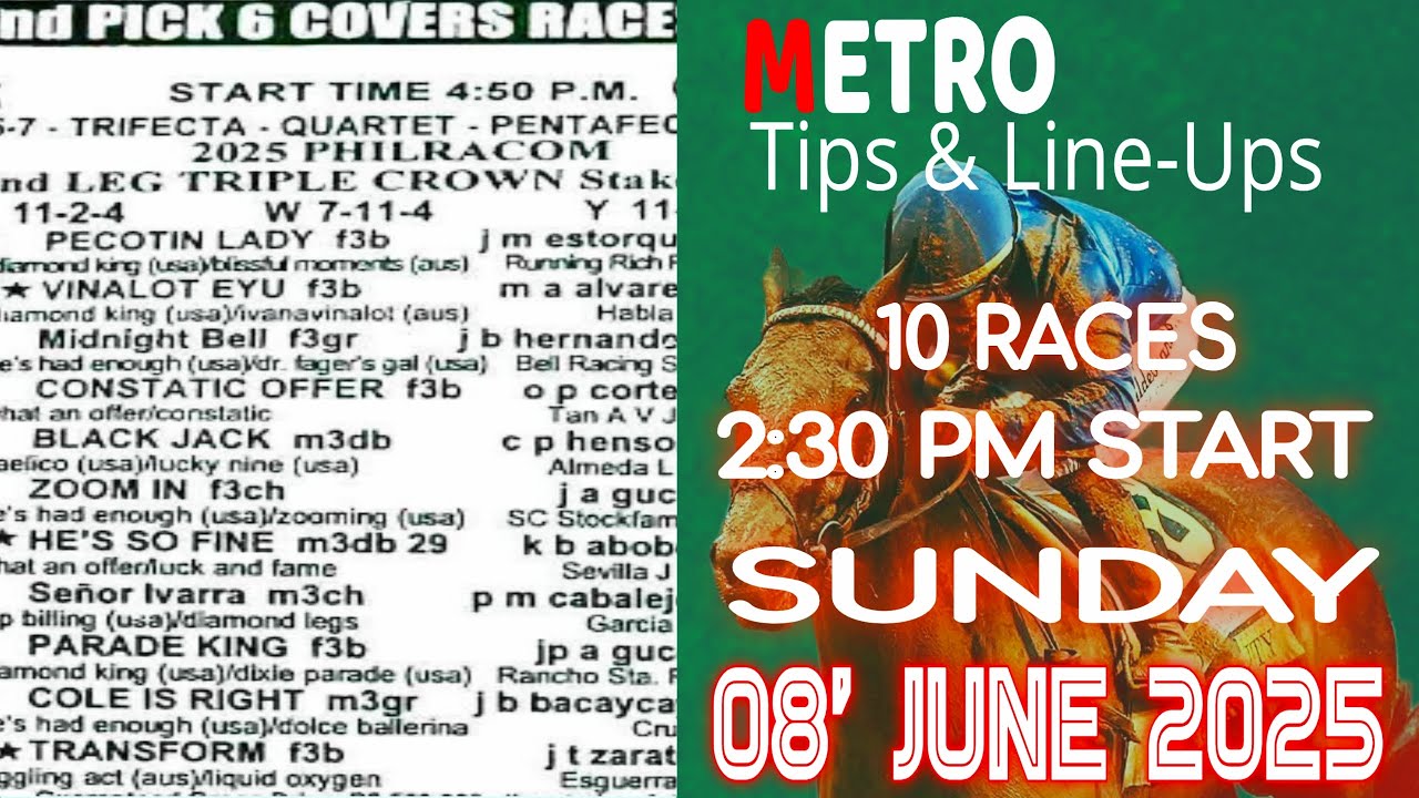METRO TURF LIVE RACING KARERA TIPS FOR SUNDAY | JUNE 8, 2025 | 2:30 PM ...