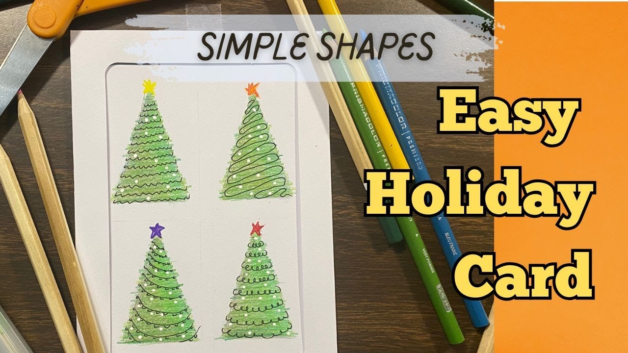 Easy Holiday Card Drawing Tutorial | Simple Shapes | Relaxing ...