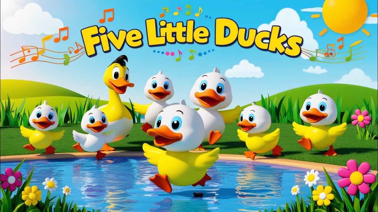 "🎶 Five Little Ducks GO WADING! | Fun Nursery Rhymes for Kids 🌟 | Sing ...