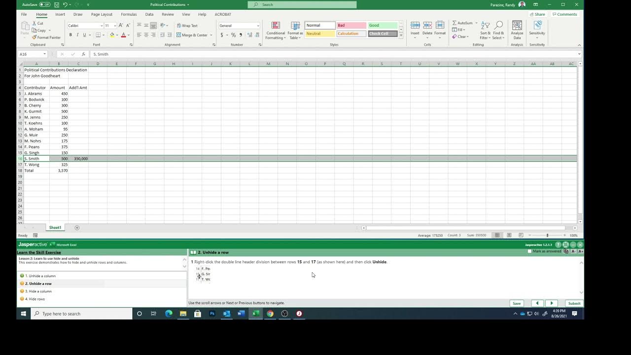 Excel Lesson 2g Hiding Unhiding Rows & Columns - YouTube