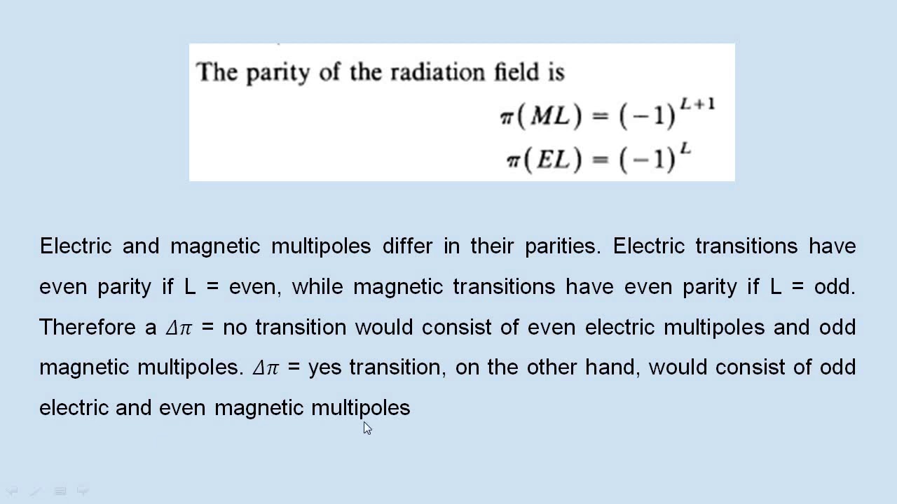 angularmomentum and parity selection rules in gamma decay - YouTube