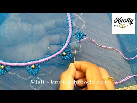 Blouse Design | Normal Needle Embroidery on Unstitched or Stitched Blouse | Knotty Threadz - YouTube