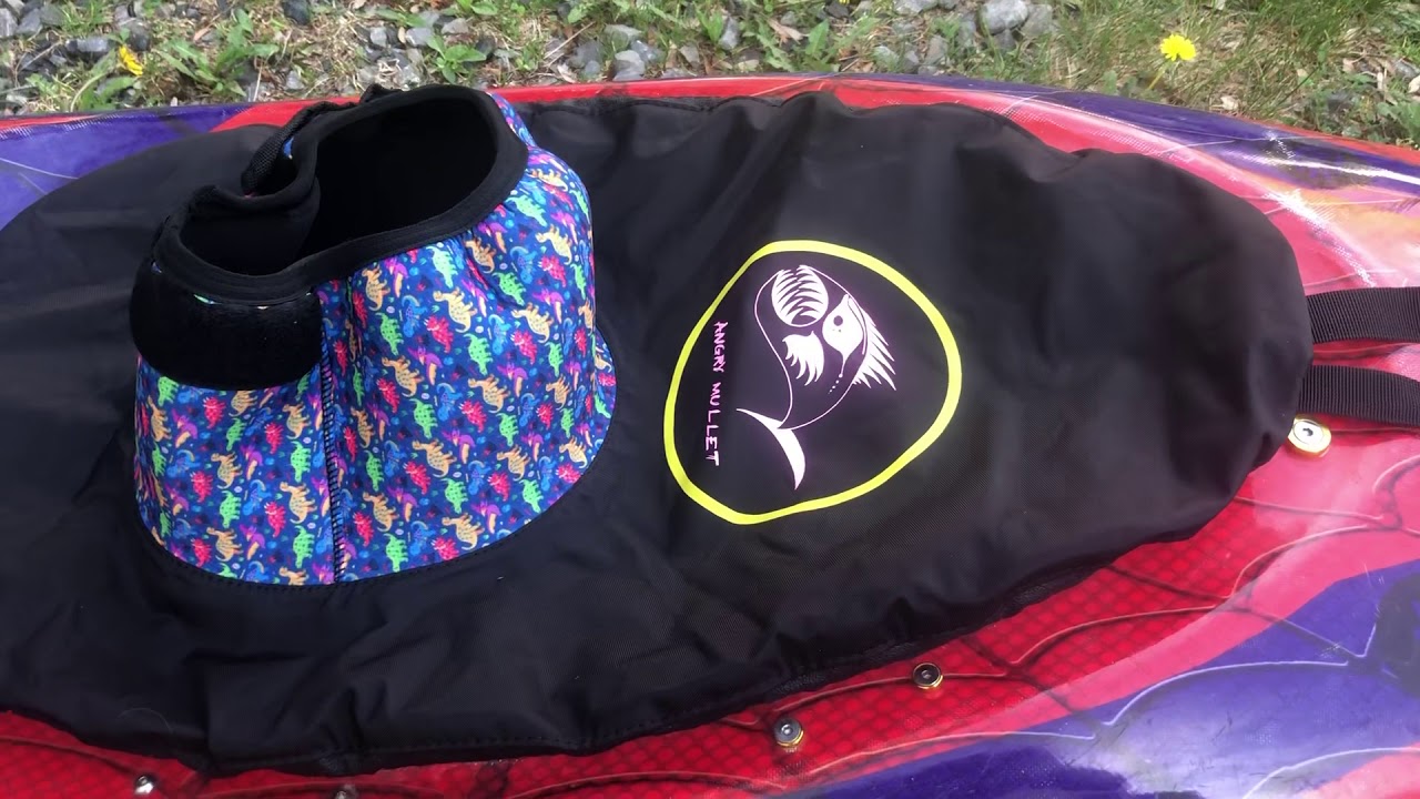 Angry Mullet auto releasing kayak sprayskirt - YouTube