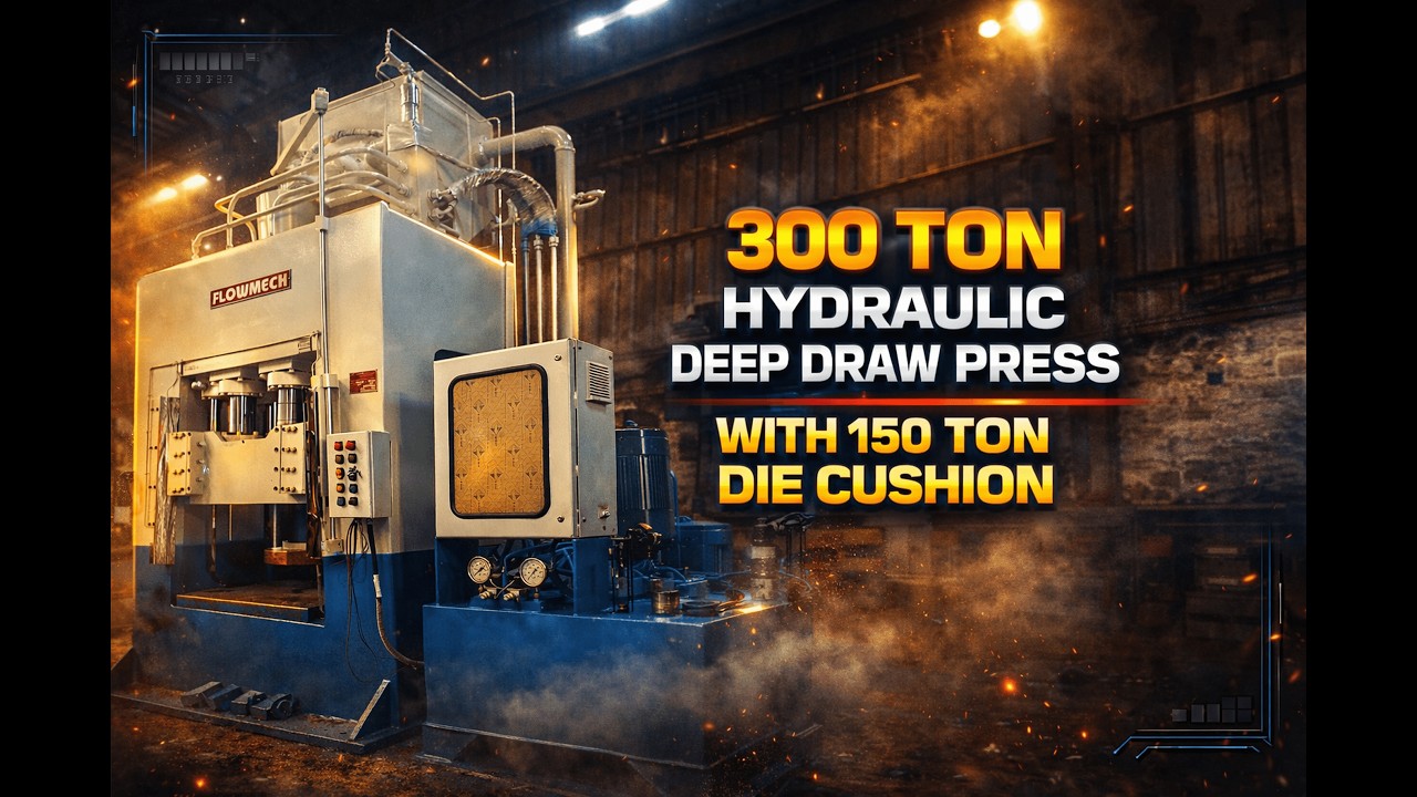 300 Ton Hydraulic Deep Draw Press with 150 Ton Die Cushion | Flowmech ...