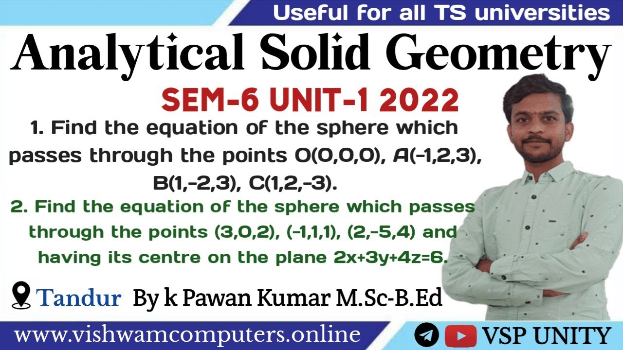 Equation of a sphere passing through four points | Analytical Solid Geometry | VSP UNITY - YouTube