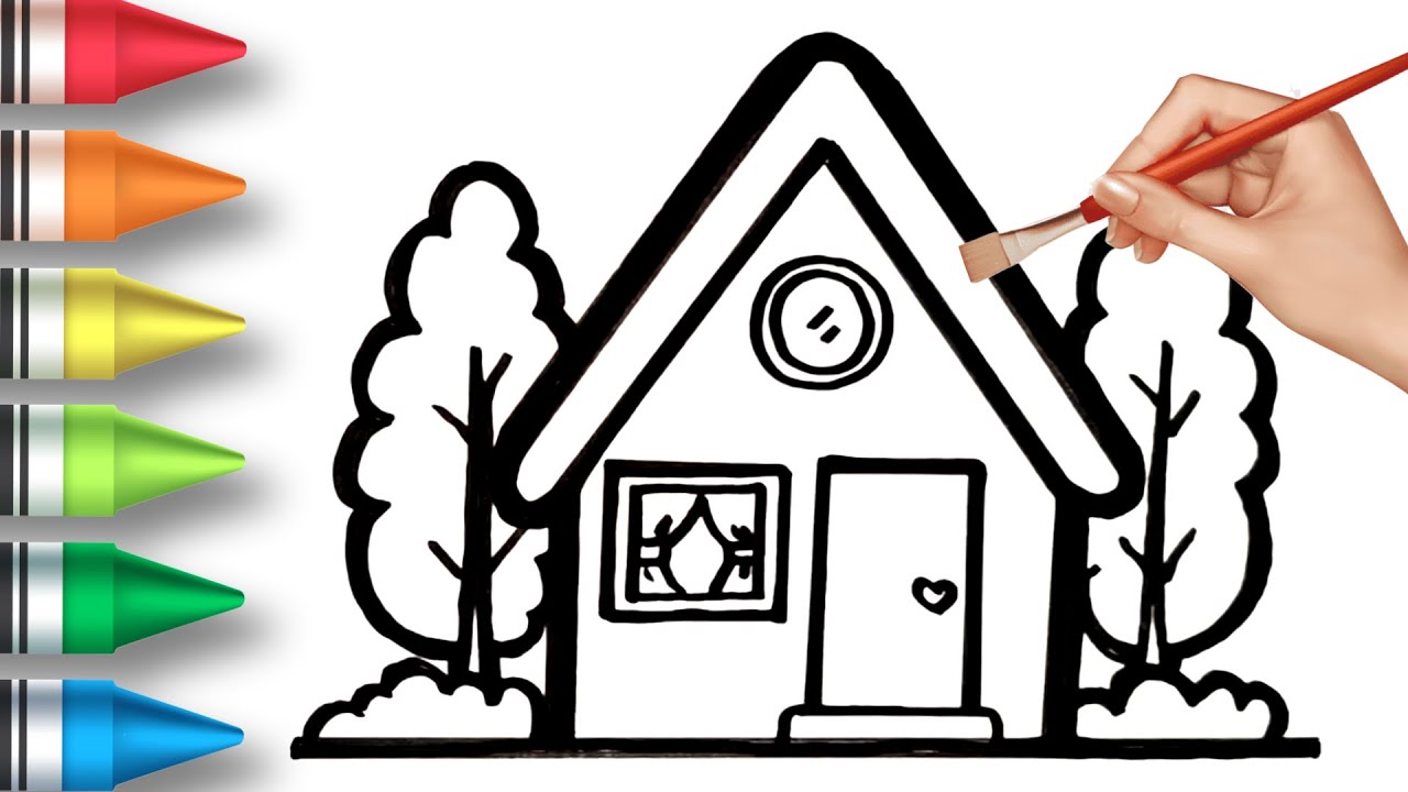 How to Draw HOUSE for Children | HOUSE drawing and coloring for kids ...