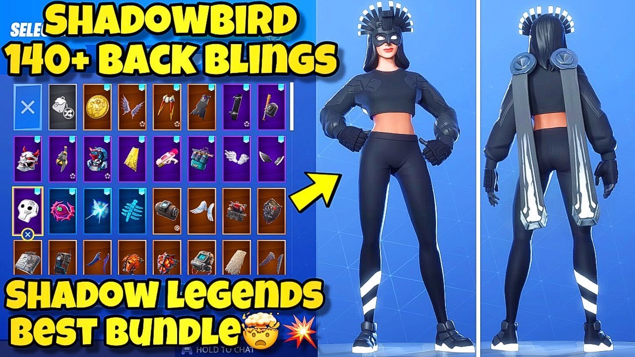 NEW "SHADOWBIRD" SKIN Showcased With 140+ BACK BLINGS! Fortnite BR ...
