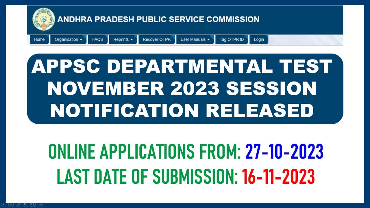 APPSC DEPARTMENTAL TEST NOVEMBER 2023 NOTIFICATION - YouTube