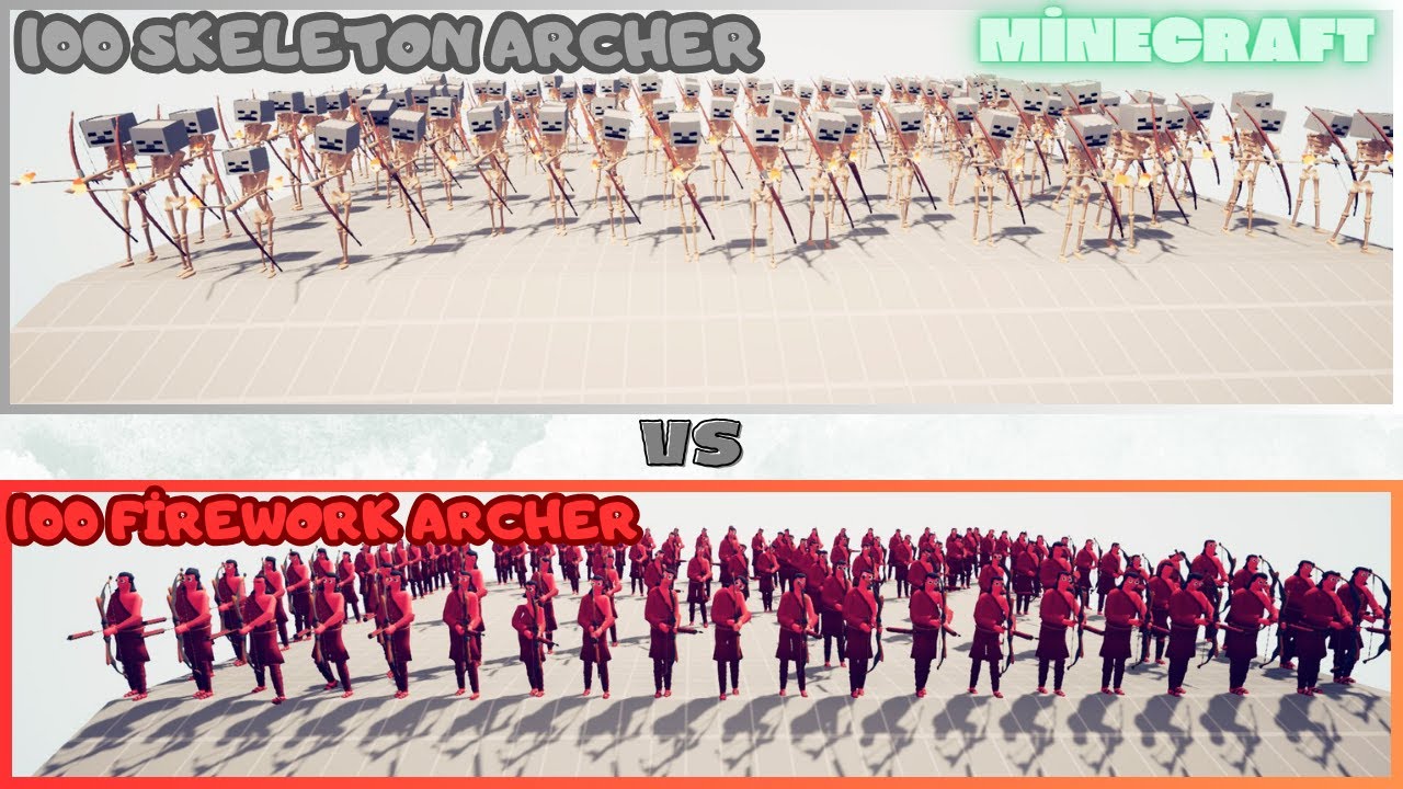 100 FİREWORK ARCHER vs 100x SKELETON ARCHER l MİNECRAFT l TABS l ...
