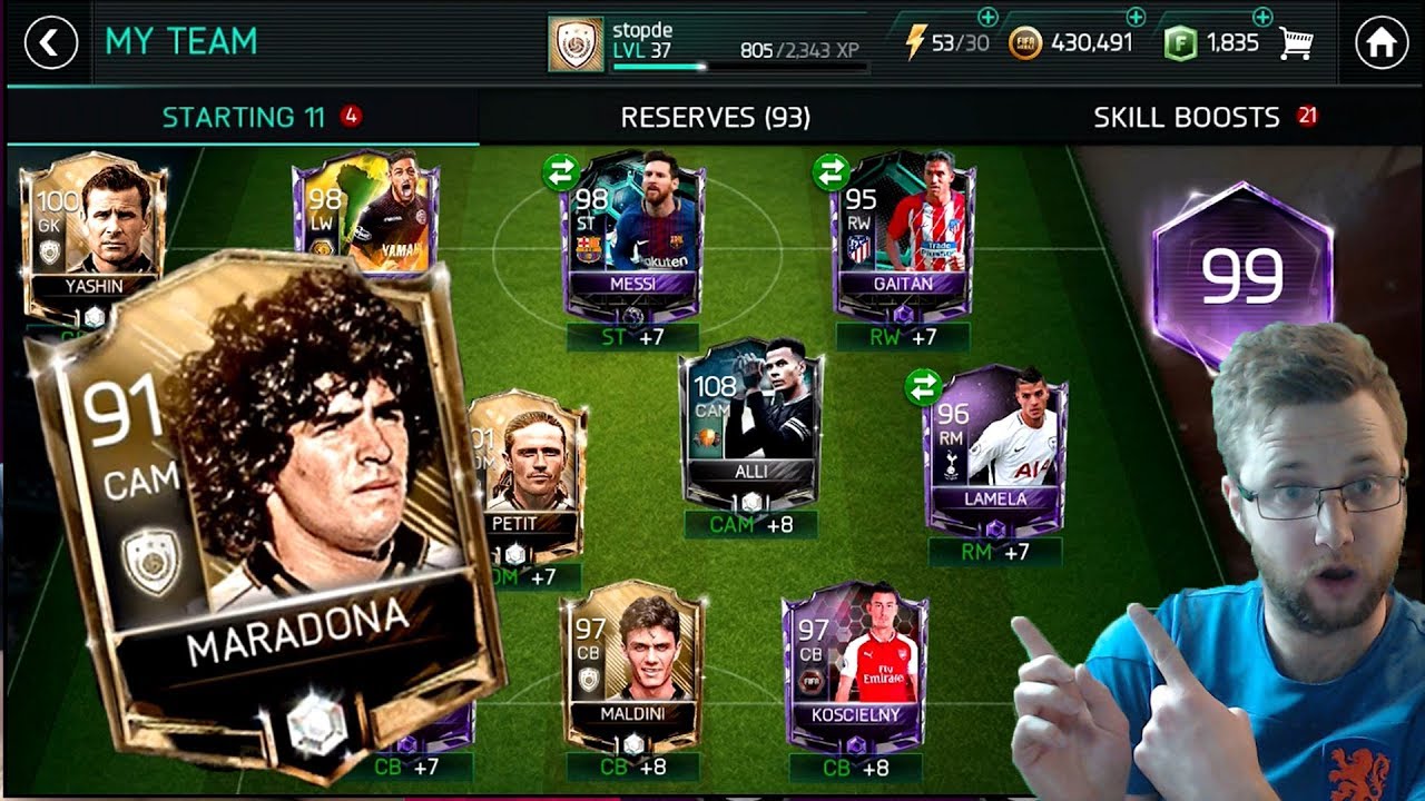 The Greatest Player in FIFA Mobile 18 Icon Diego Maradona Joins us! 99 ...
