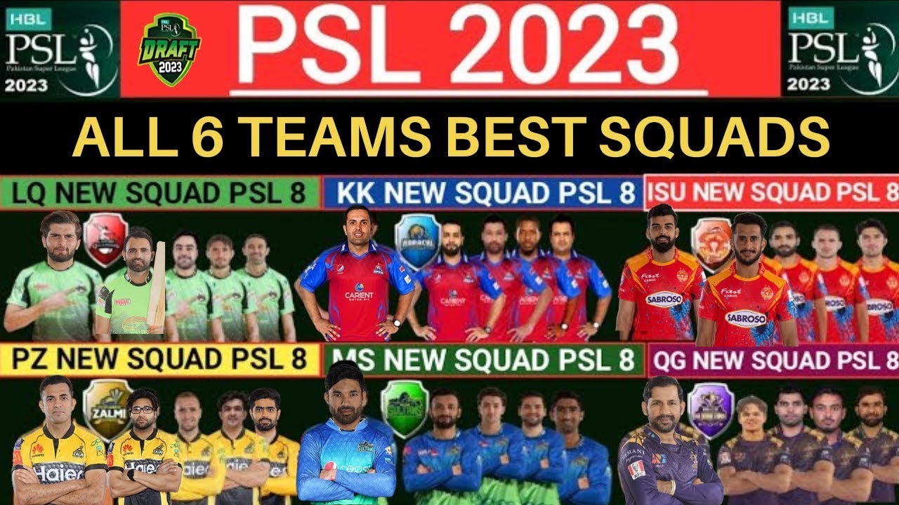 Psl 8 2023 New squad All 6 Teams - YouTube