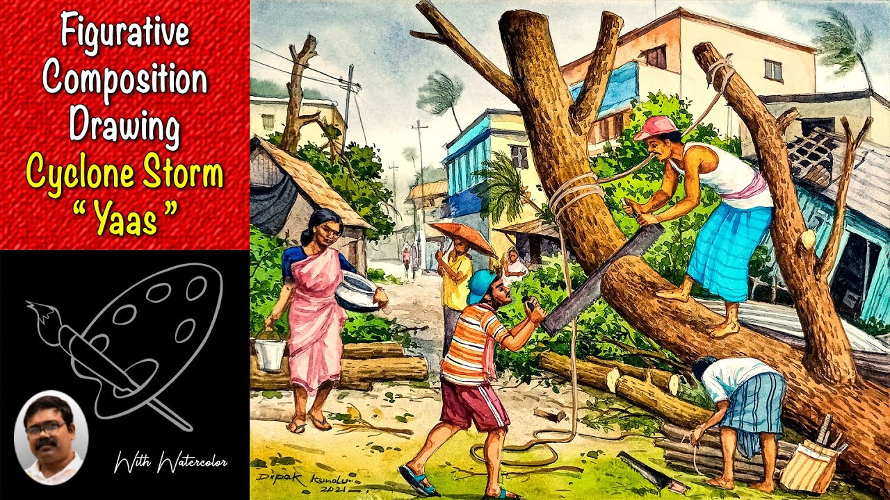 | How To Draw Yaas/Yass Cyclone Drawing | Composition Drawing | BFA ...