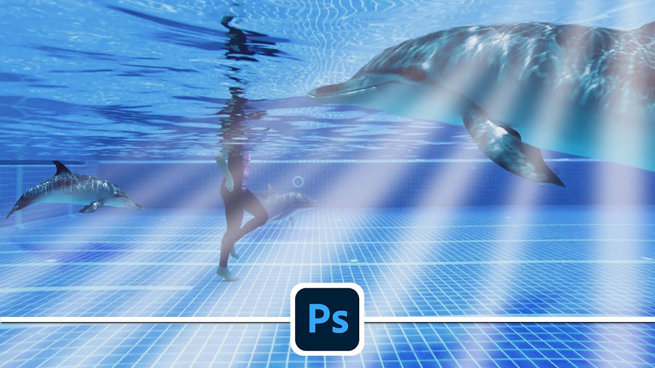 Dolphins around the girl in the pool. Photoshop fun montages. Xmanager ...