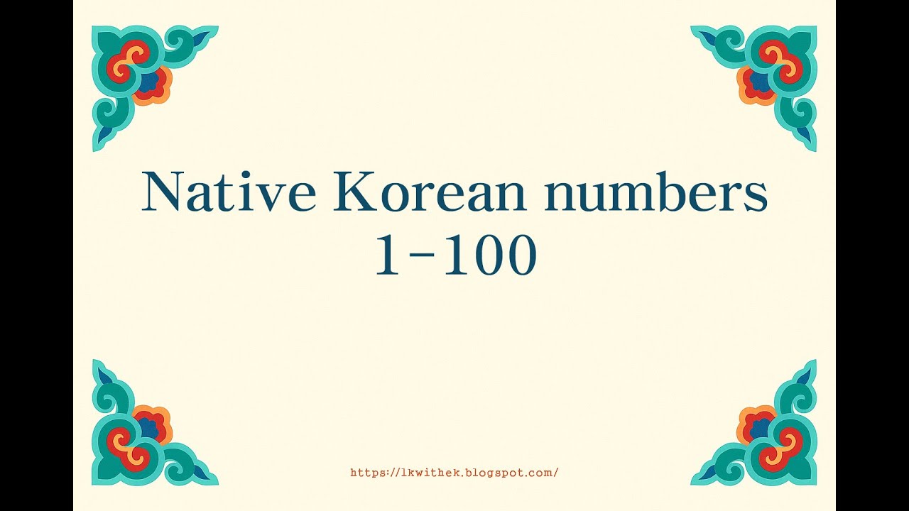 Native Korean number 1 to 100 - YouTube