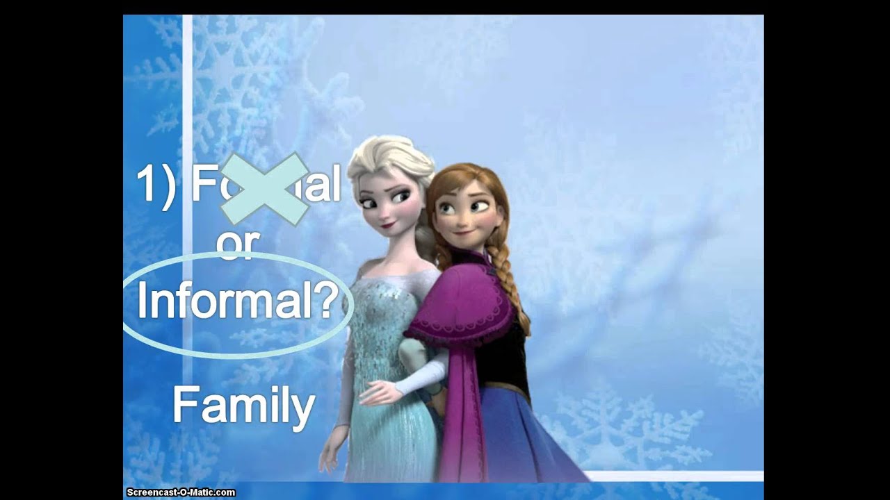 Informal vs Formal Frozen Video PowerPoint - YouTube