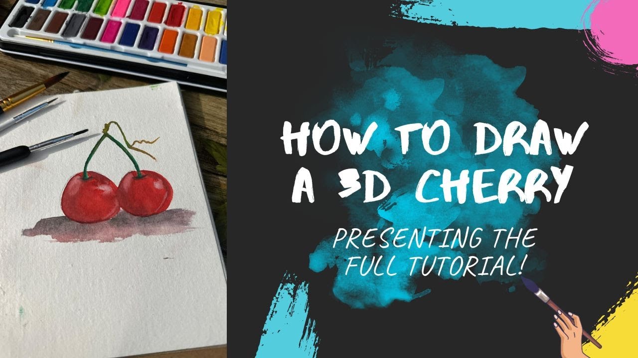 A 3D CHERRY painting #drawing #painting #WATERCOLOR#cherry#art#sketch# ...