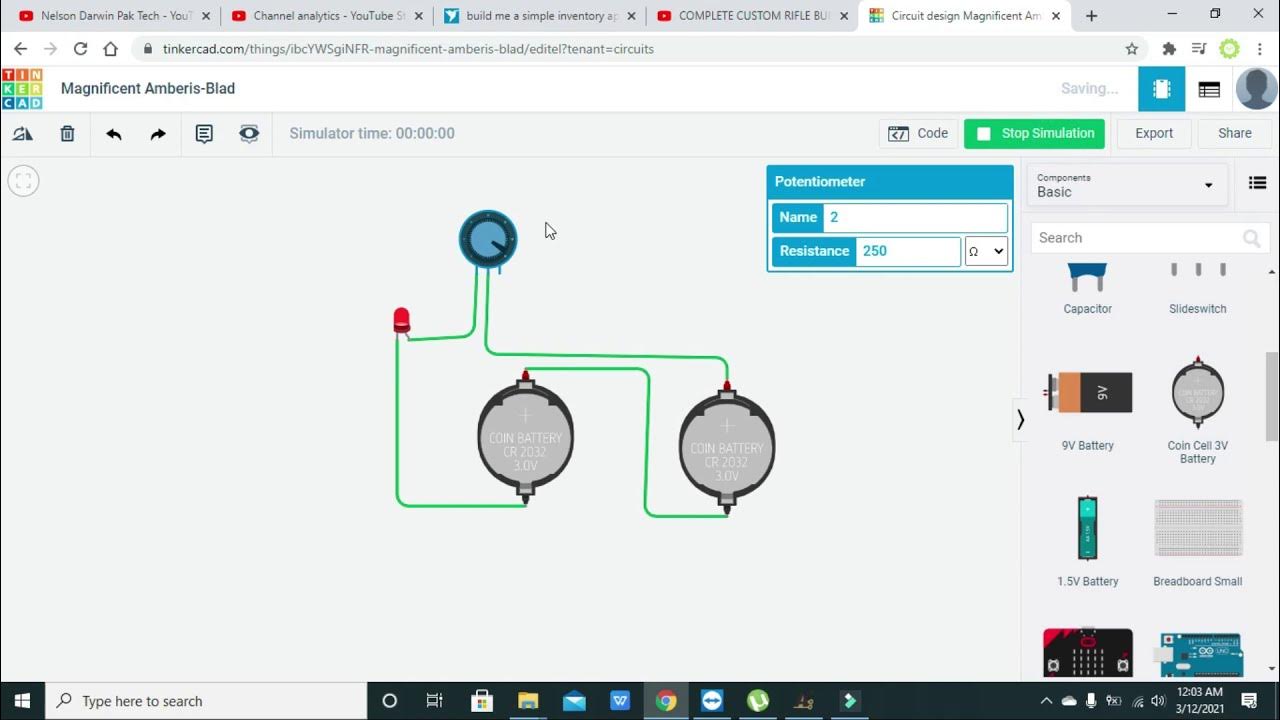 how to use potentiometer in tinkercad | simulation of potentiometer in ...