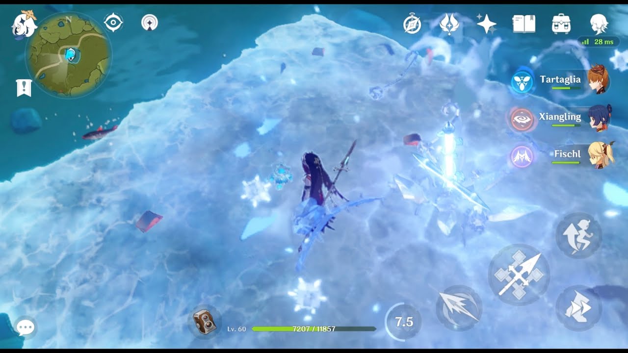 using rosaria’s ult to kill all the fishes in starfell lake (genshin ...